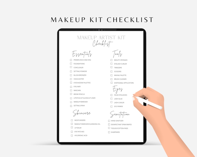 MUA Checklist: Professional Makeup Kit Planner Canva Template (digital ...