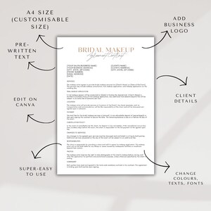 Professional Bridal Makeup Contract, Consent Form, Editable on Canva ...