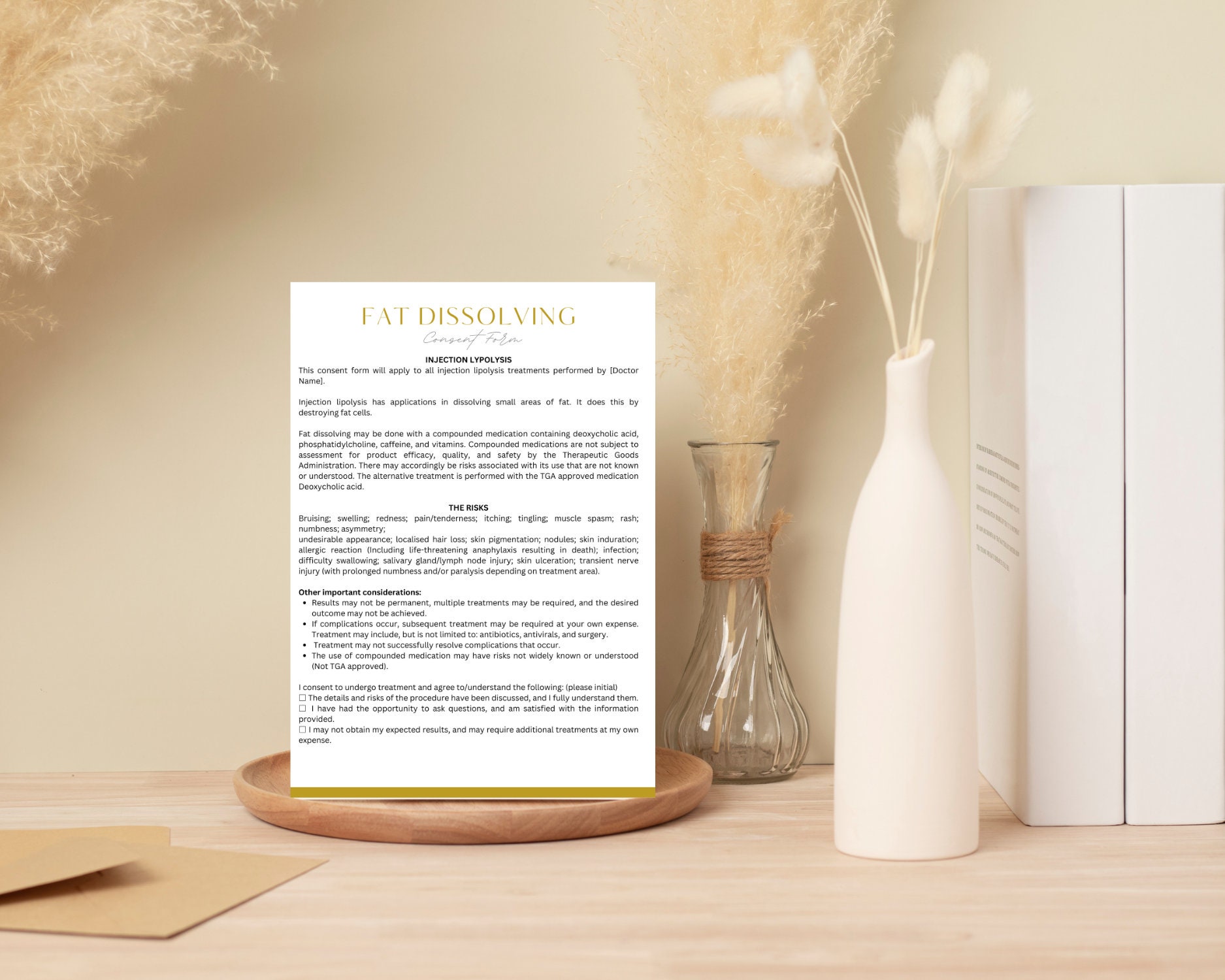 Editable Fat Dissolving Consent Form, Lipolysis Injection Agreement ...