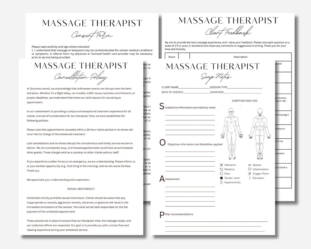 Professional Massage Therapy Templates, Massage Consent Form, Client ...
