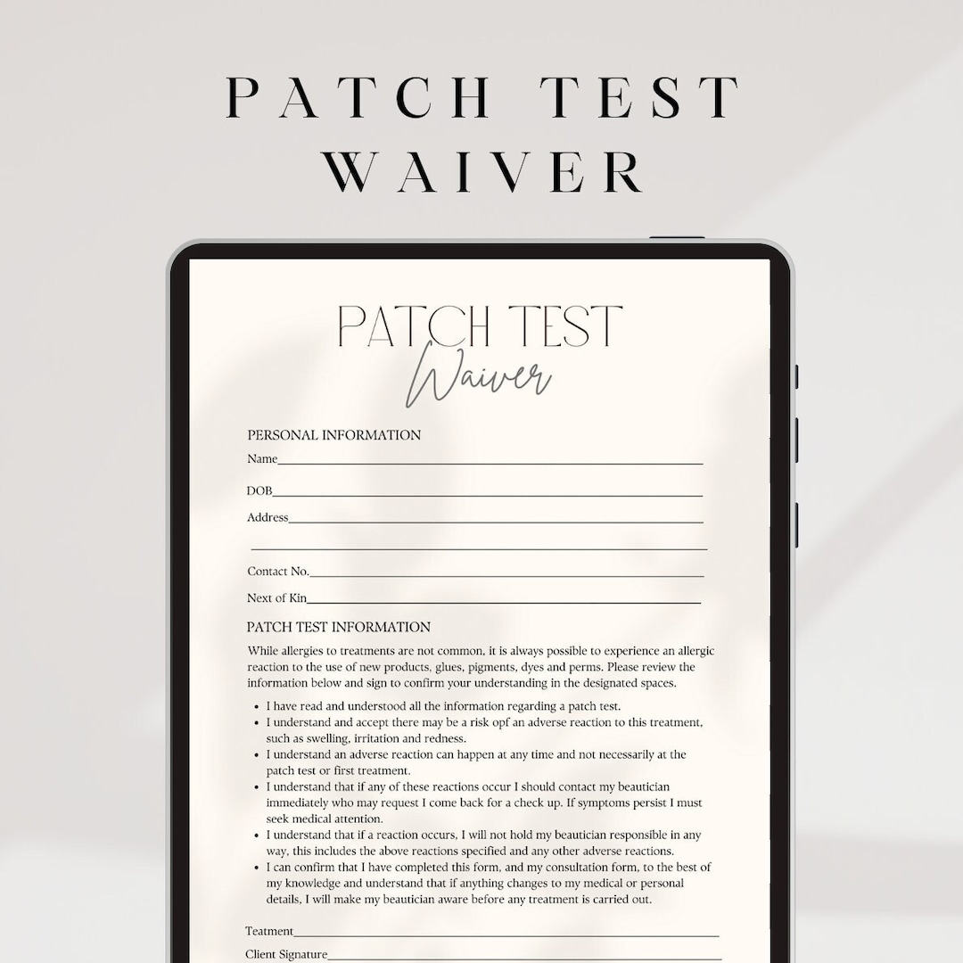 Editable Patch Test Waiver Form Canva Template for Skin Sensitivity ...