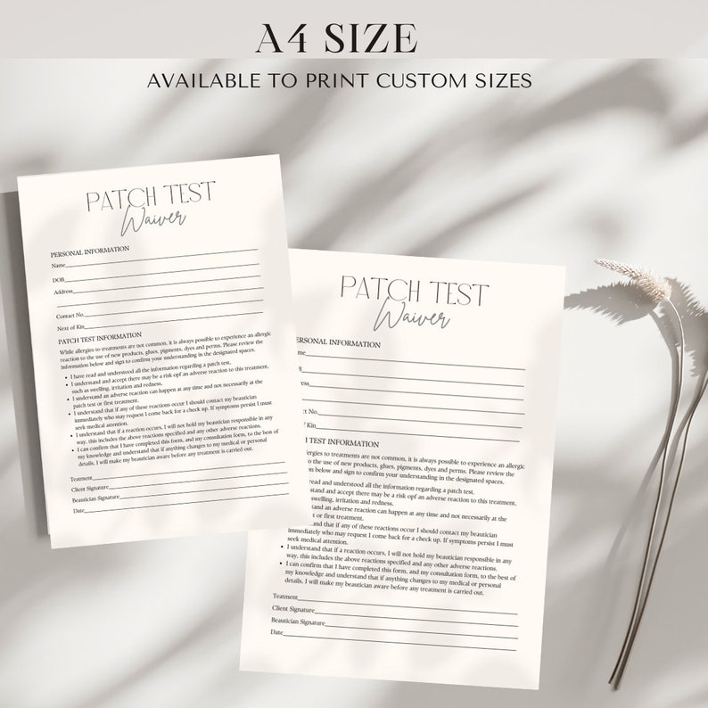 Editable Patch Test Waiver Form Canva Template for Skin Sensitivity ...