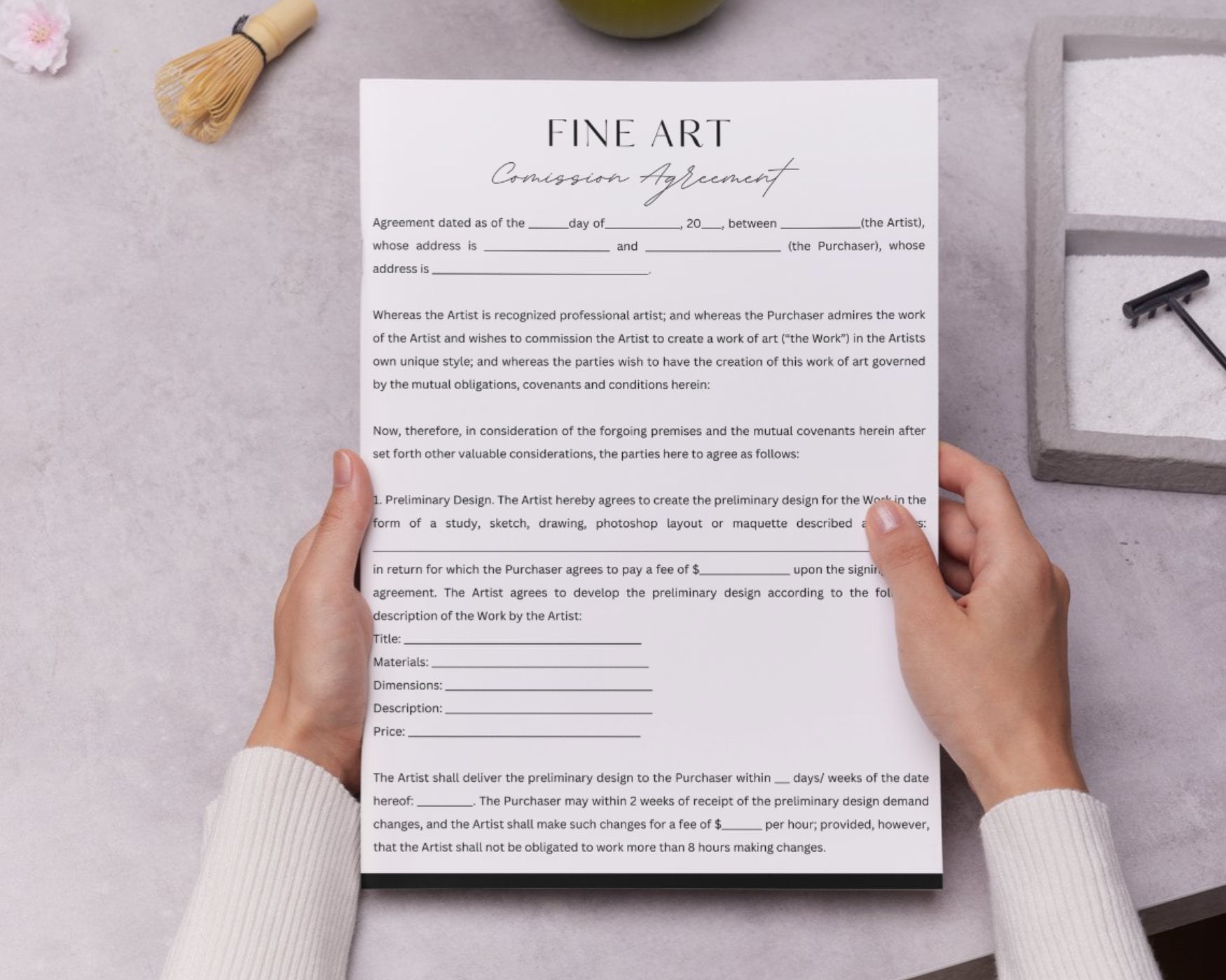 Editable Fine Art Commission Agreement Template | Commission Scope of ...