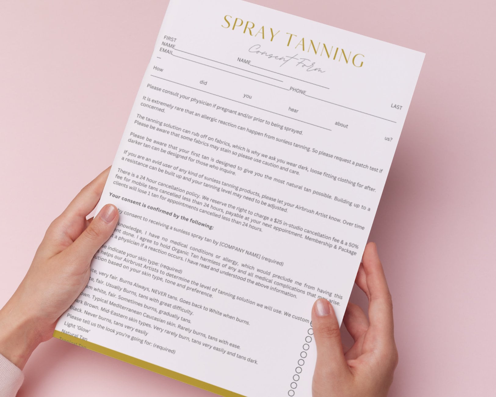 Editable Spray Tan Client Intake Form | Consent Form | Duo Bundle ...