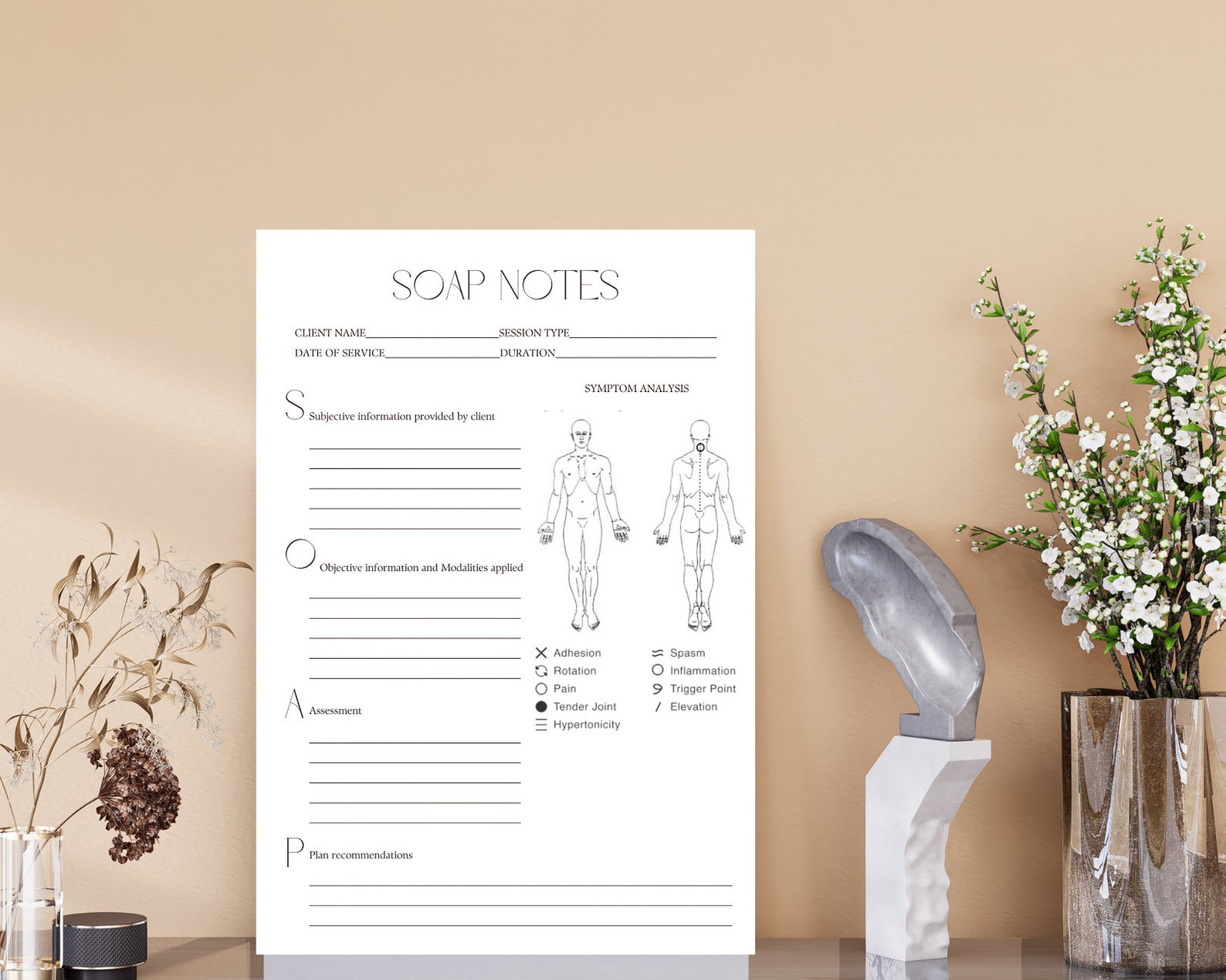 Massage SOAP Notes Template: Symptom Analysis Form (canva Editable ...