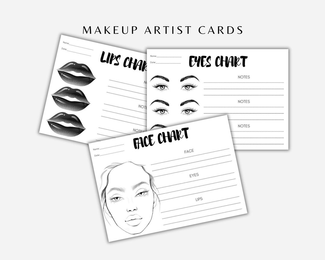 Editable Makeup Artist Template Cards, Makeup Lesson Practice Cards ...