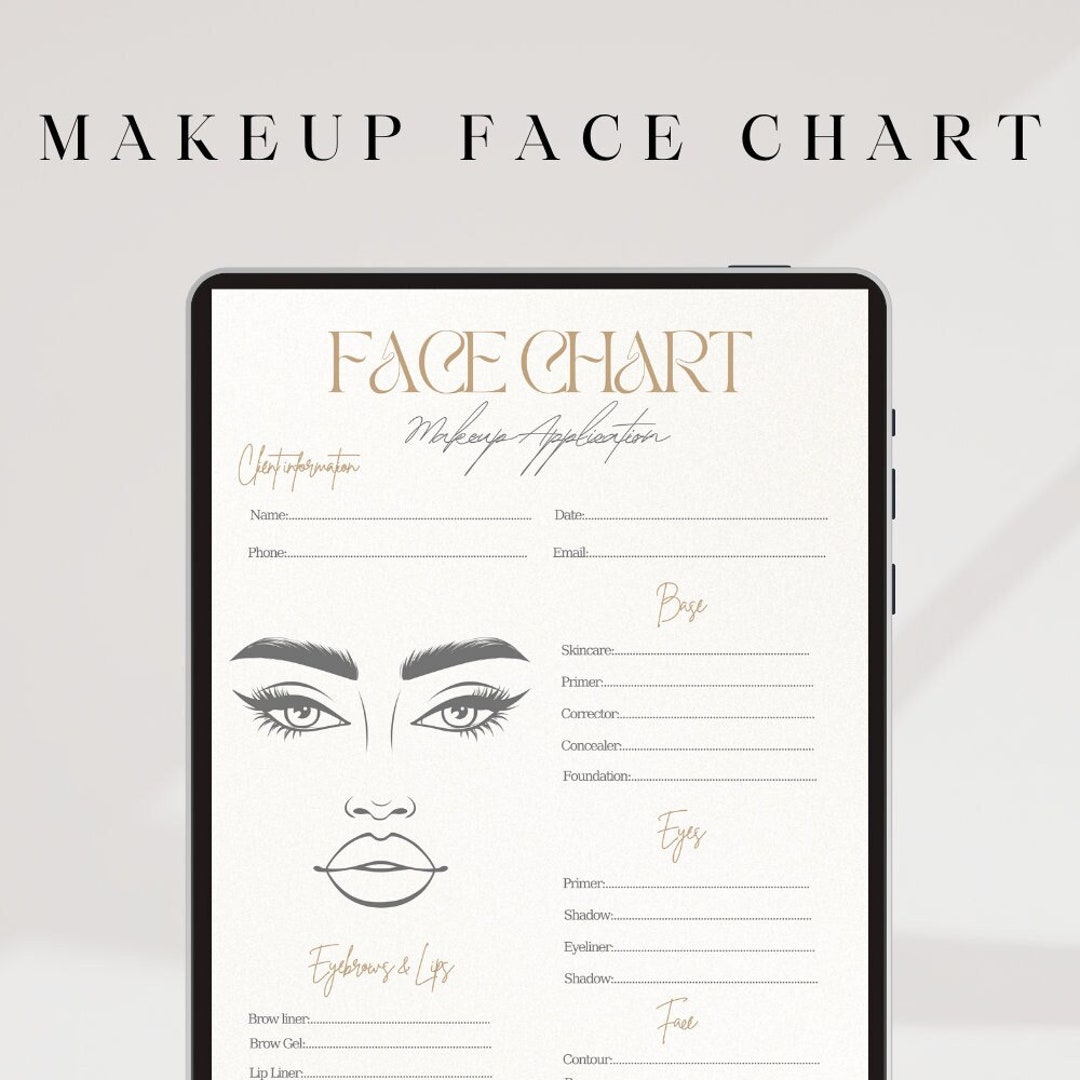 Editable Makeup Face Chart Template Professional Beauty Planner for MUA ...