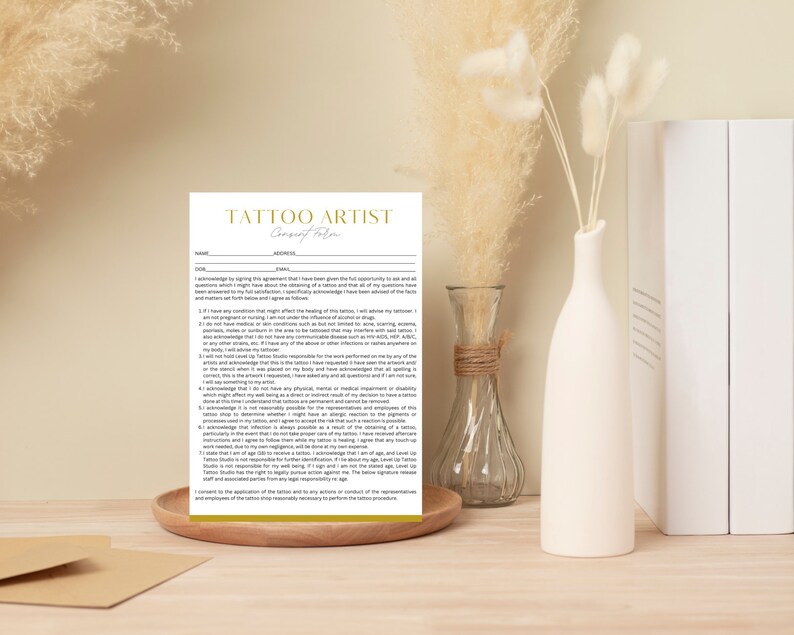 Professional Tattoo Artist Forms, Consent Form, Client Intake Form ...