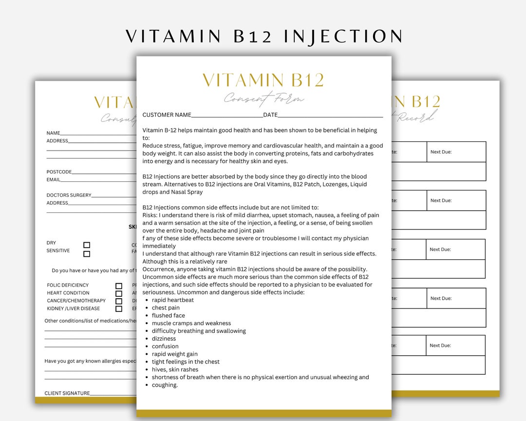 Editable Vitamin B12 Consent Form | Treatment Record | Consultation ...