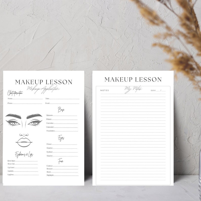 Makeup Lesson Face Chart: Editable Canva Template (digital Download) - Etsy