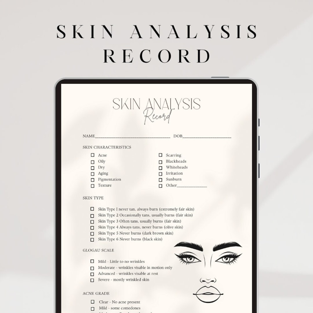 Professional Skin Analysis Record Form, Facial Consultation, Client ...
