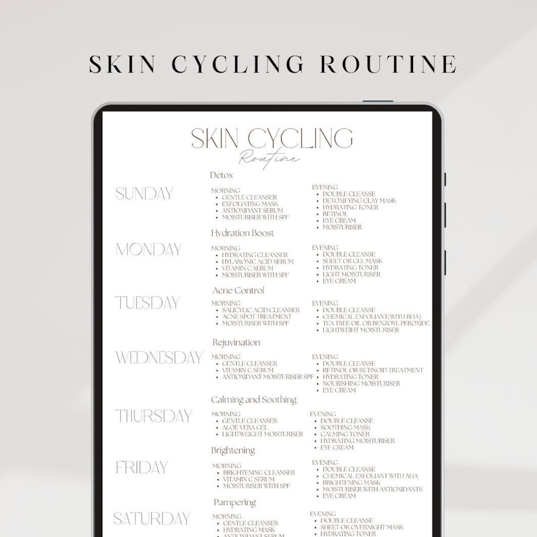 Personalised Skin Cycling Routine, Canva Template, Skincare, Skincare ... Personalised Skin Cycling Routine, Canva Template, Skincare, Skincare ...