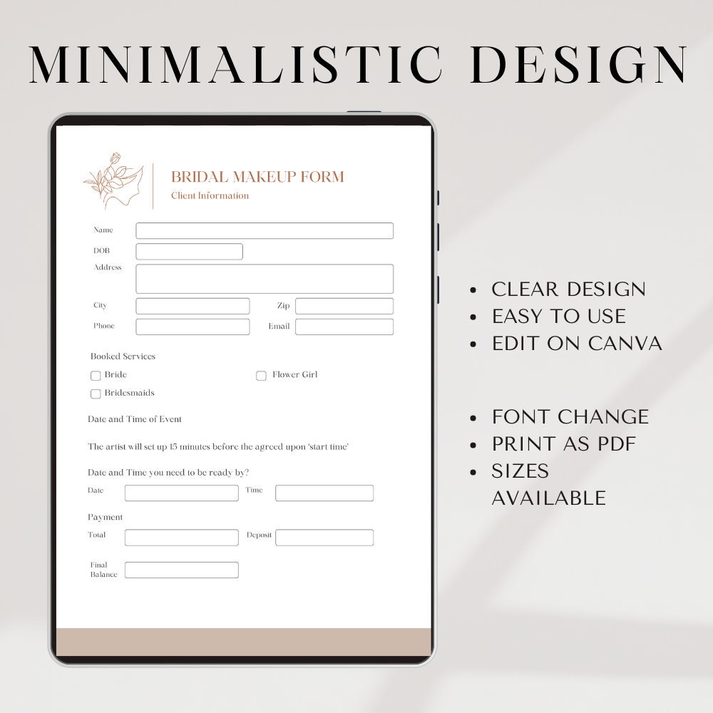 Editable Makeup Consultation Form, Makeup Business Form Printable on ...