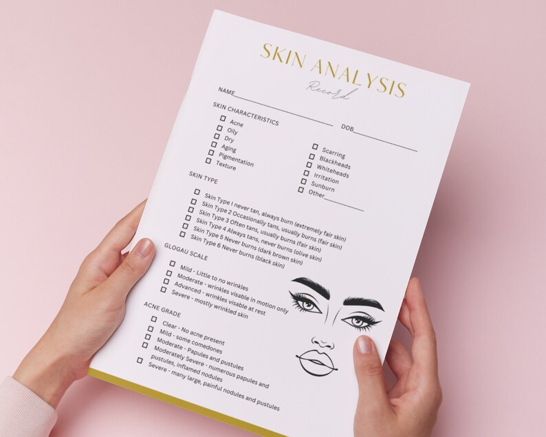 Professional Skin Analysis Record Form, Facial Consultation, Client ...