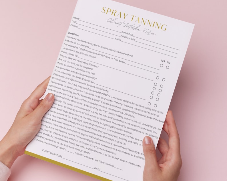 Editable Spray Tan Client Intake Form Spray Tan Forms Client ...