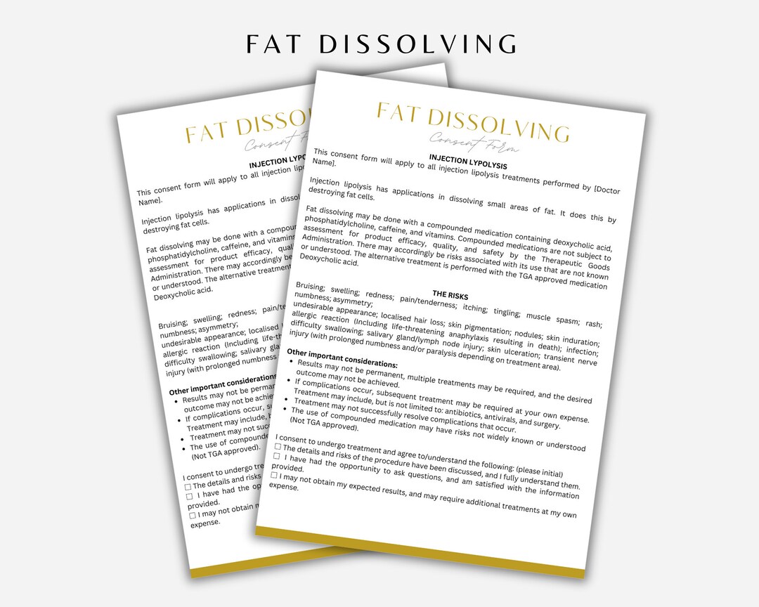 Editable Fat Dissolving Consent Form, Lipolysis Injection Agreement ...