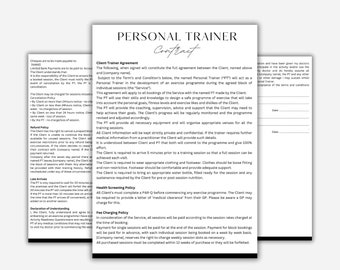 Editable Personal Trainer Contract, Personal Training Business Forms ...