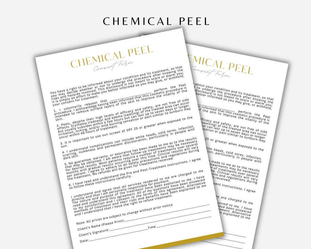 Editable Chemical Peel Consent Form, Agreement, Contract Canva Template ...