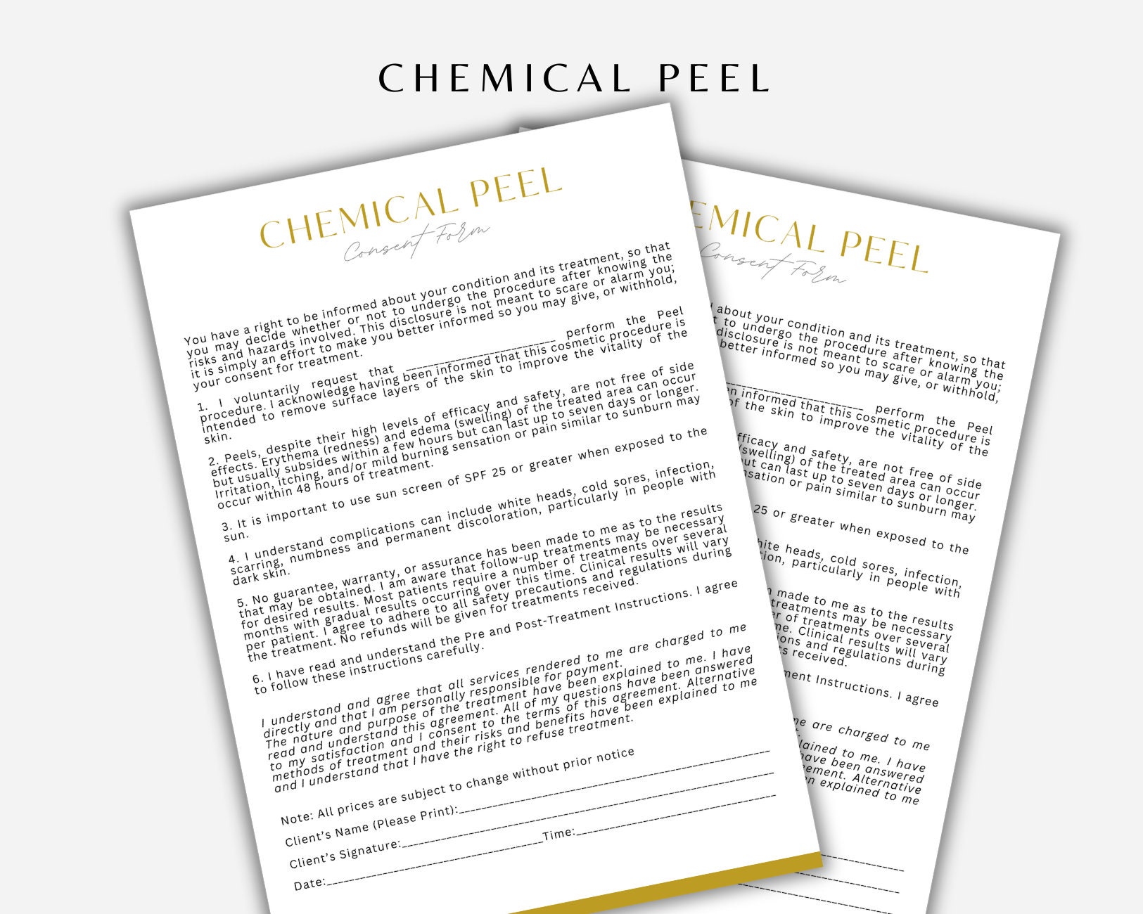 Editable Chemical Peel Consent Form, Agreement, Contract Canva Template ...