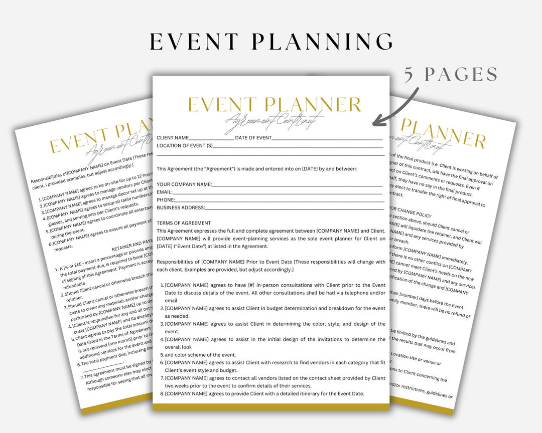 Editable Event Planner Consent Form Agreement Contract Canva Template ...