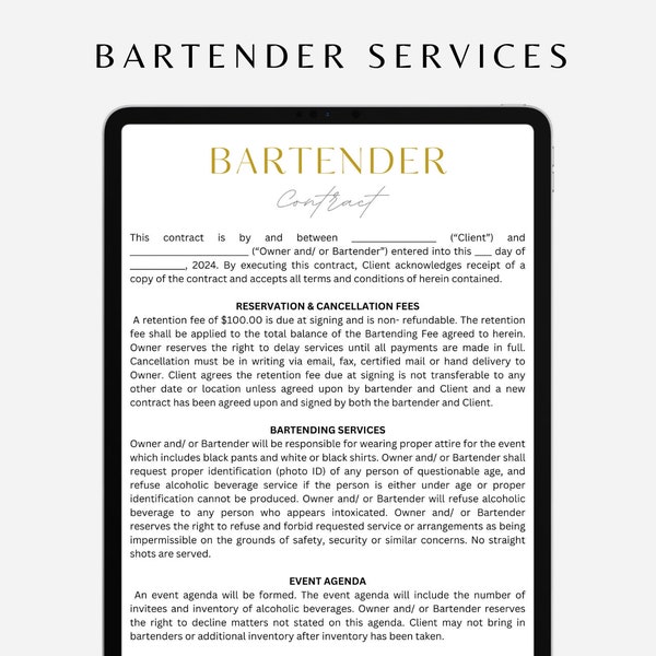 Bartender Contract - Etsy