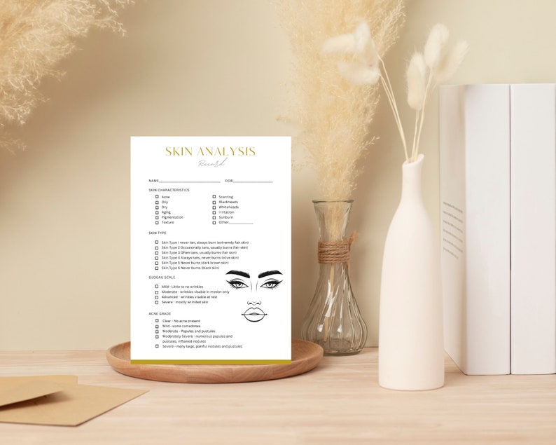 Professional Skin Analysis Record Form, Facial Consultation, Client ...