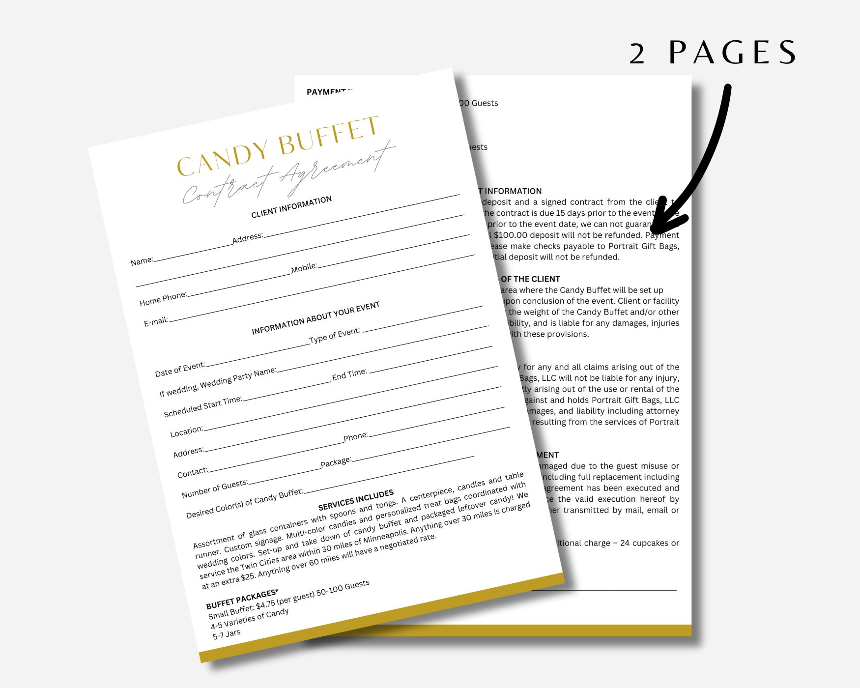 Professional Candy Buffet Contract Template With Price List, Dessert ...