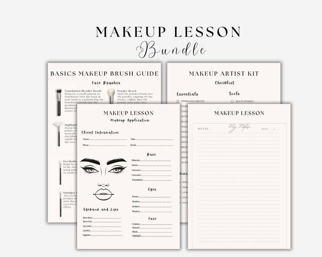 Editable Makeup Artist Lesson Forms | Makeup Artist Templates | Brush ...