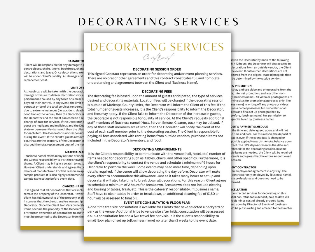 Decorating Services Contract Template: Customizable Canva Design ...