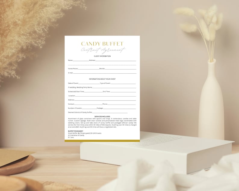 Professional Candy Buffet Contract Template With Price List, Dessert ...