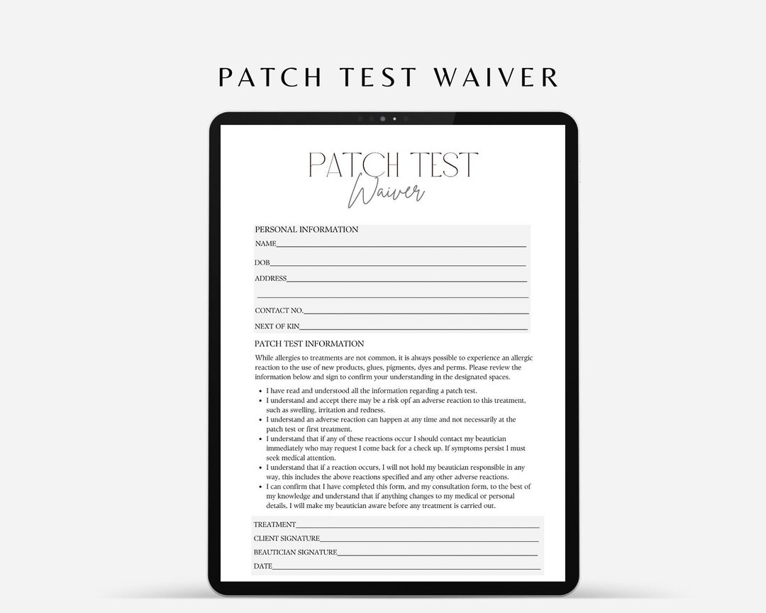 Editable Patch Test Waiver Form: Canva Template (digital Download ...