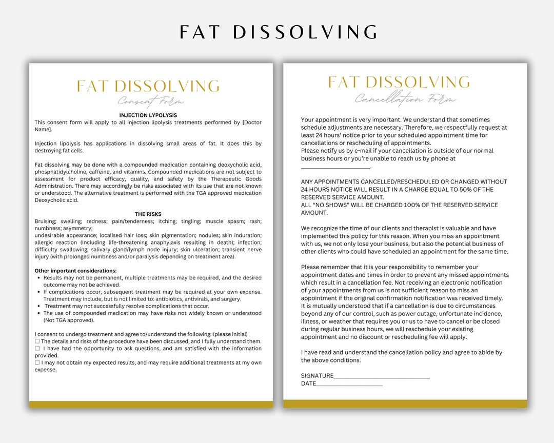 Editable Fat Dissolving Consent Form and Cancellation Form Canva ...