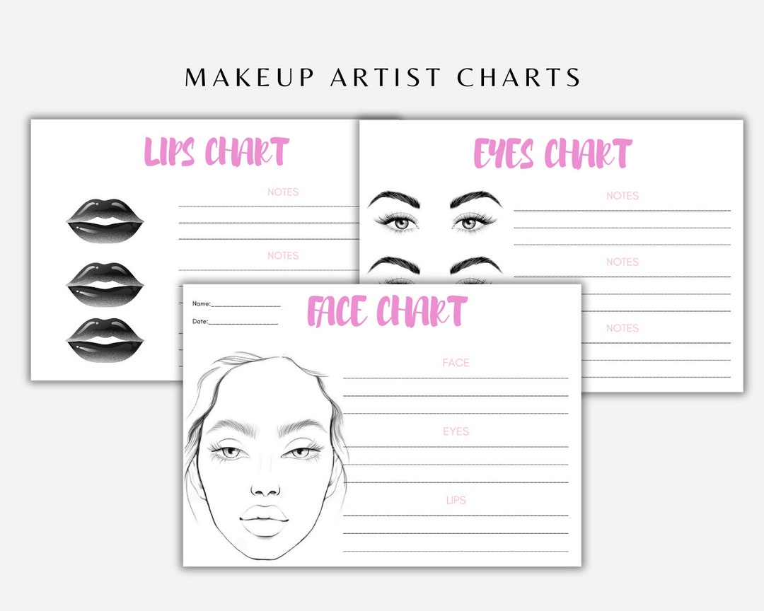 Professional Makeup Artist Face Chart | Eyes Chart | Lips Chart ...