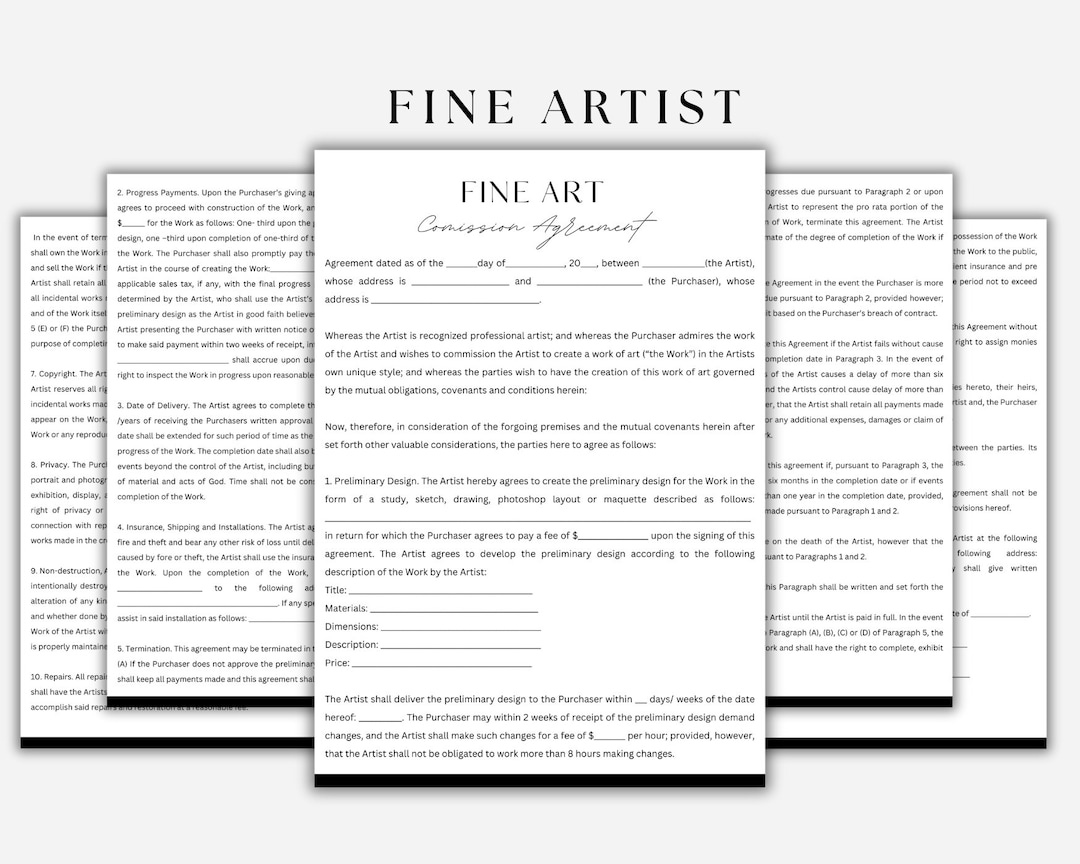 Editable Fine Art Commission Agreement Template | Commission Scope of ...