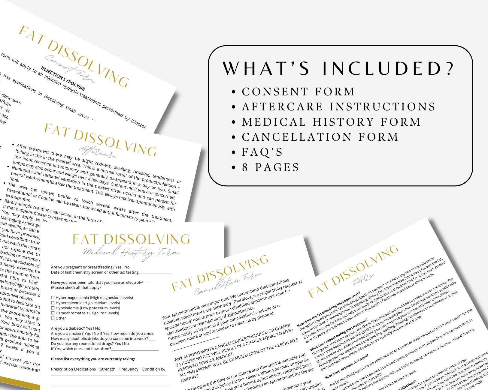 Fat Dissolving Forms Bundle: Consent, Medical History, Aftercare (canva ...