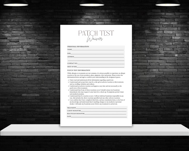 Editable Patch Test Waiver Form - Canva Template for Skin Sensitivity ...