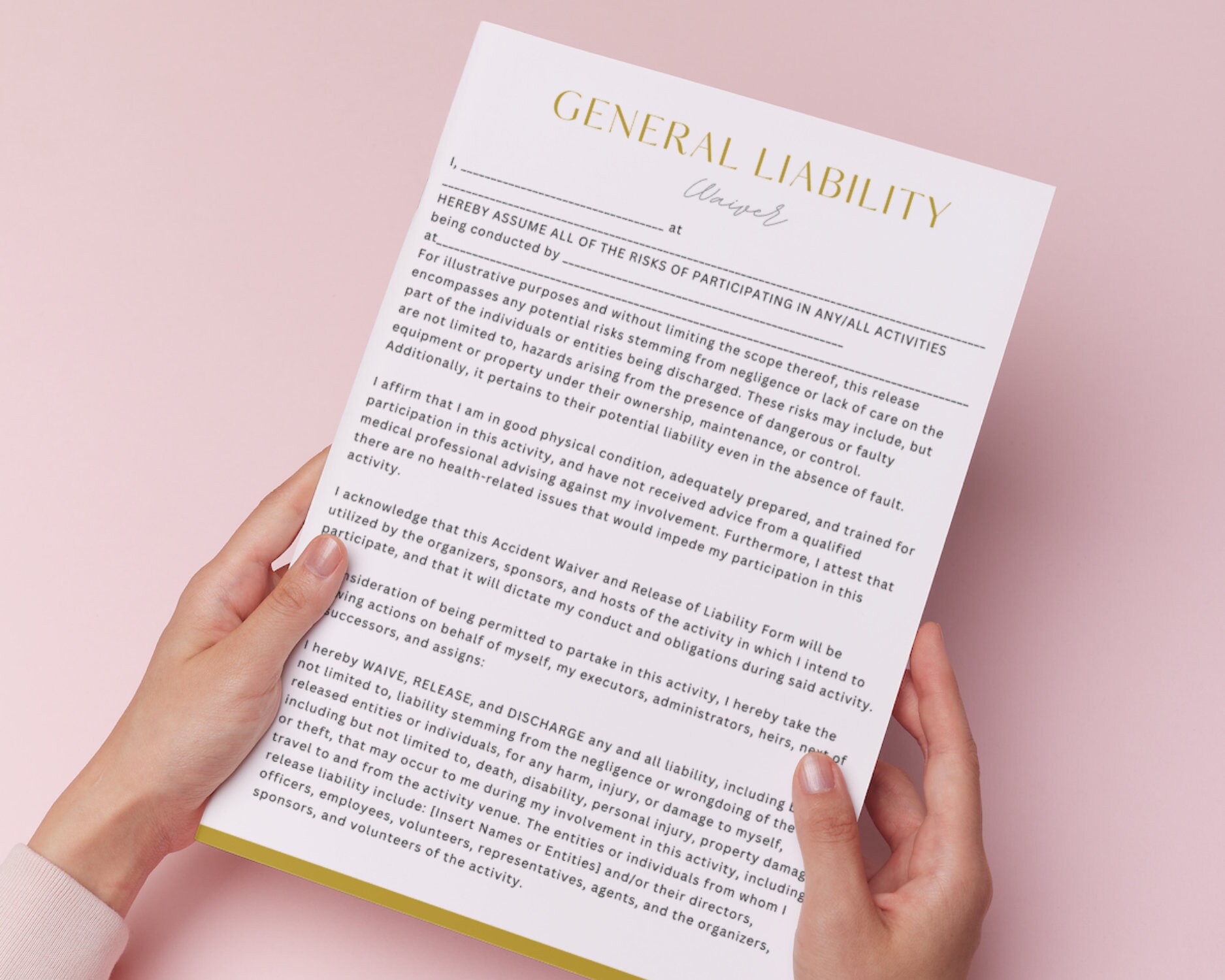 Editable General Liability Waiver Template: Business Use (canva) - Etsy