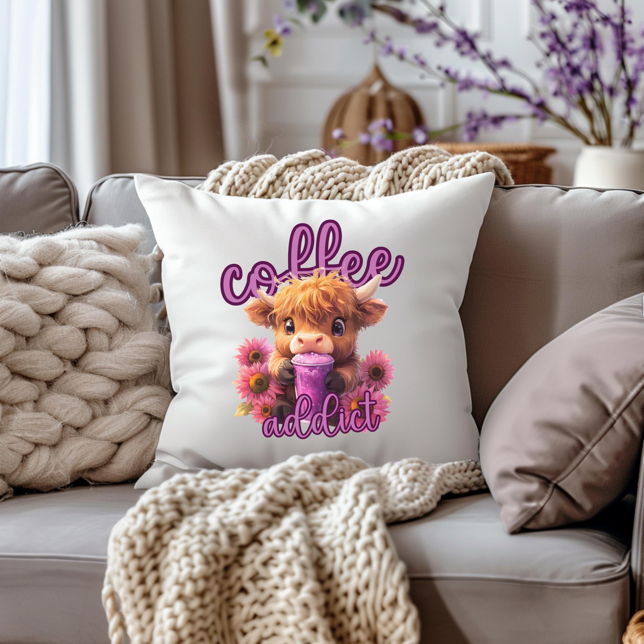 Coffee Addict Highland Cow Png, DIGITAL DOWNLOAD, Highland Cow PNG ...