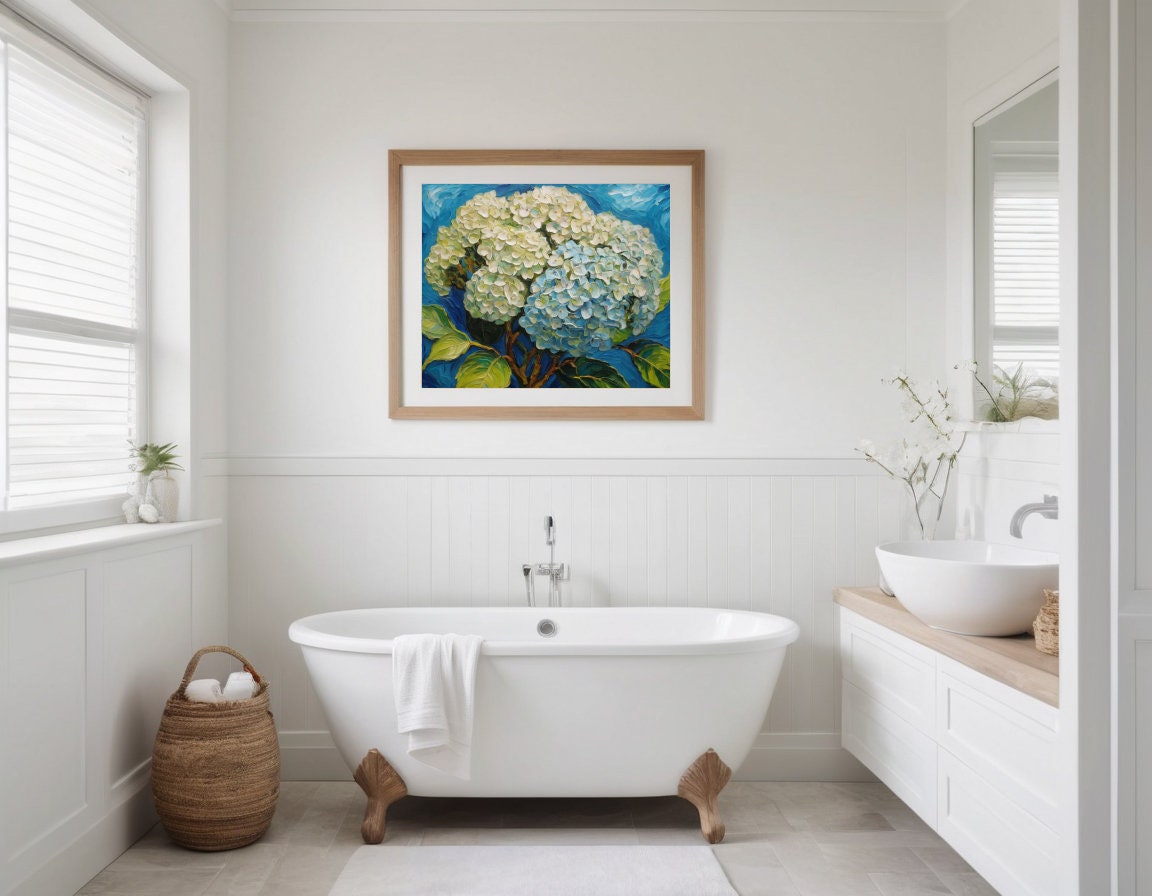 Hamptons Hydrangea Painting | Digital Download Art to Print | Original ...