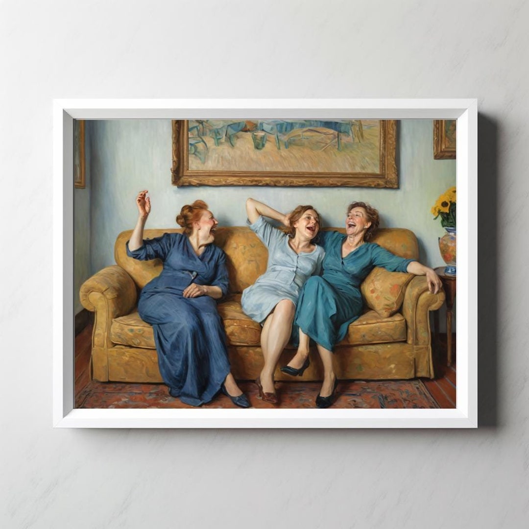 Impressionist Painting 'laughter' Family Wall Art | Painting of Sisters ...