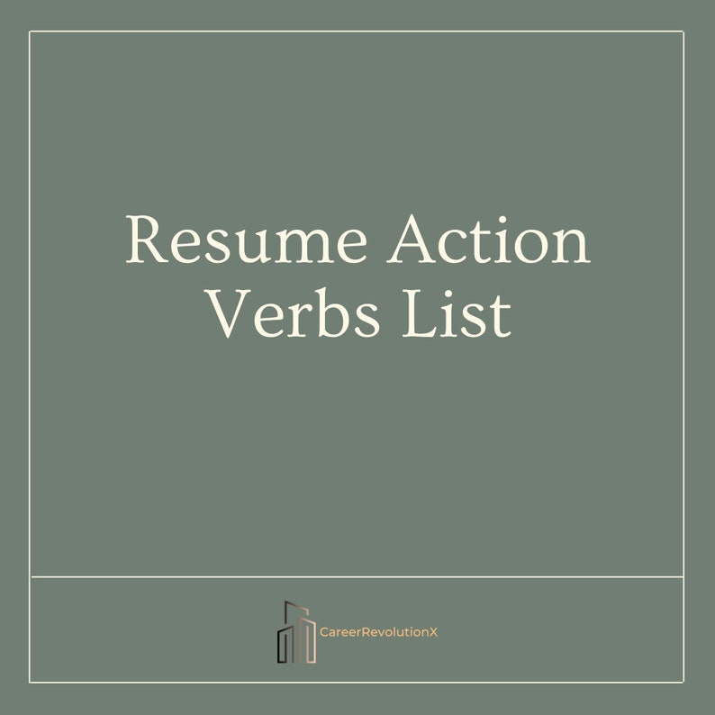 Resume Action Verbs List - Etsy
