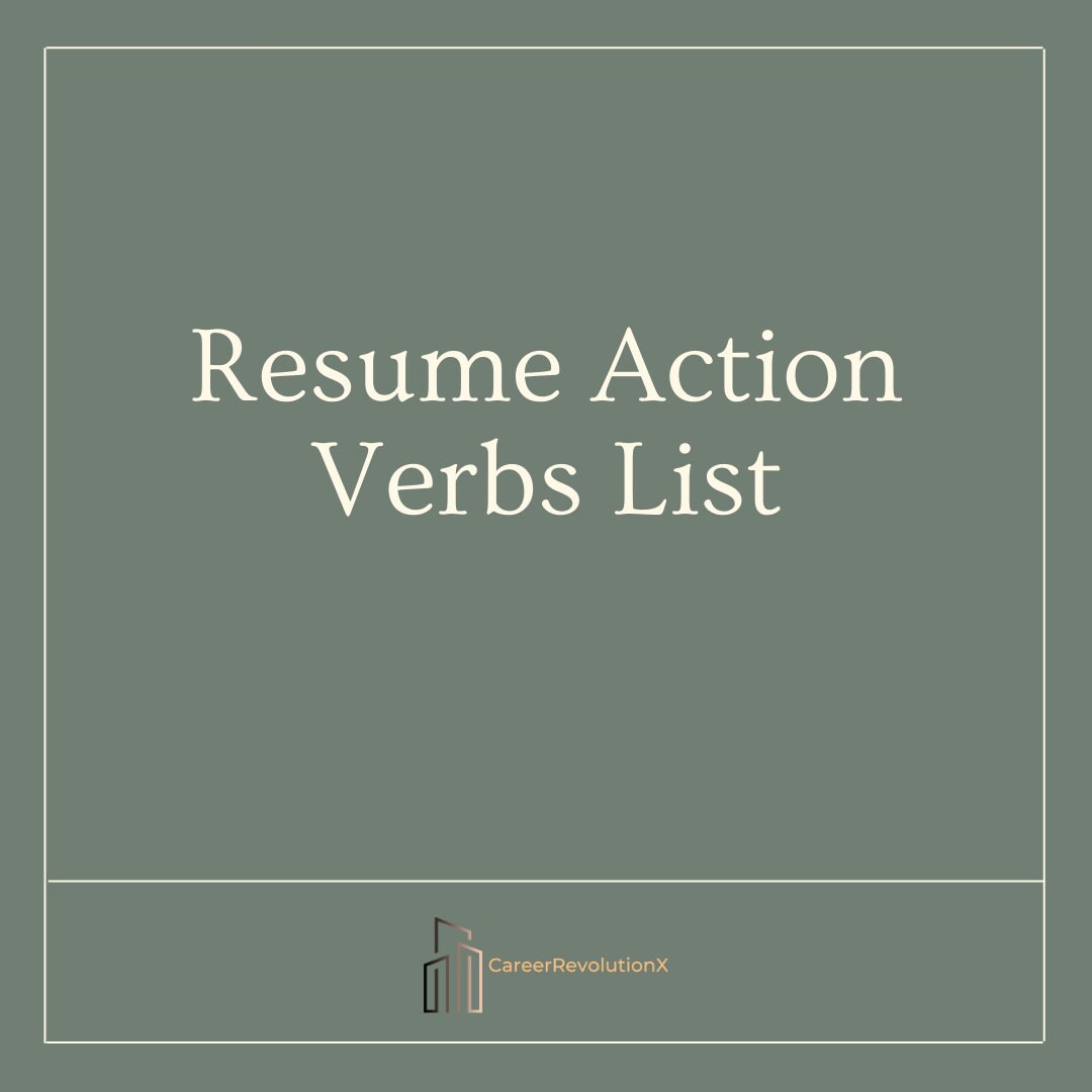 Resume Action Verbs List - Etsy