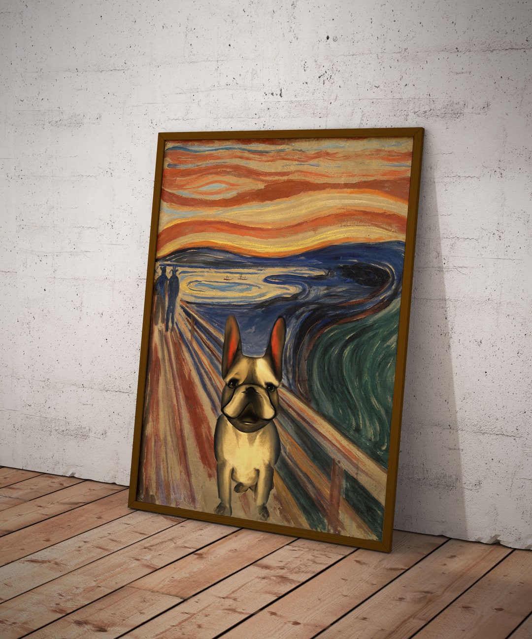Poster Edvard Munch the Scream With French Bulldog, Frenchie, Funny Dog ...