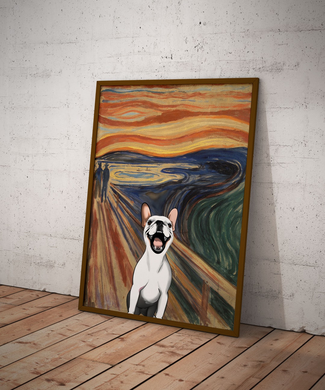 Poster Edvard Munch the Scream With French Bulldog, Frenchie, Funny Dog ...