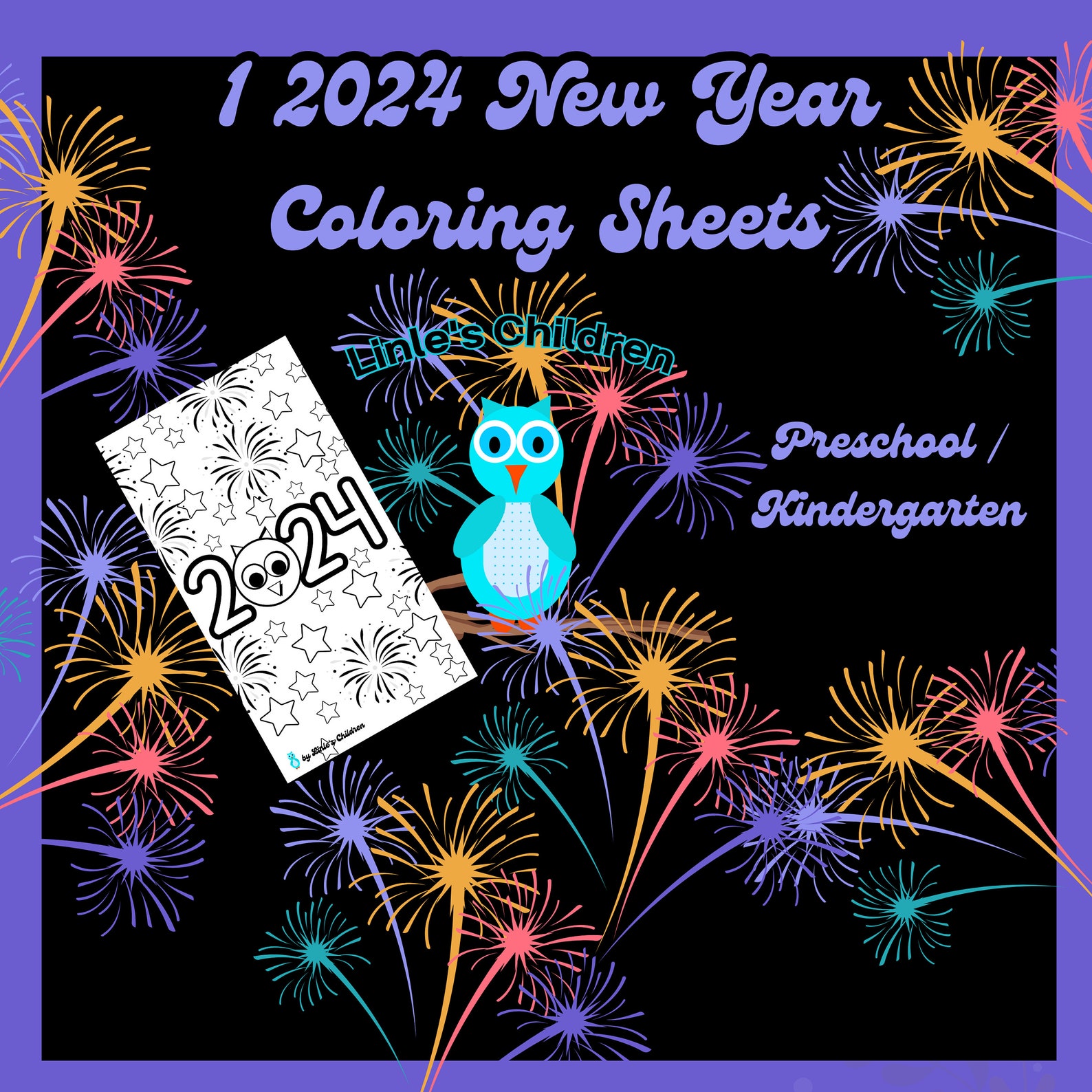 New Year 2024, Owl Theme Activity, Coloring Fun Sheets for Kids, New ...