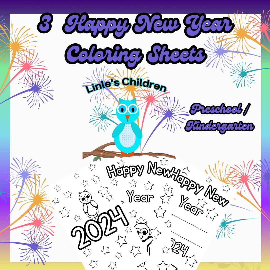 New Year 2024, Coloring Fun Sheets for Kids, New Year Printables for ...