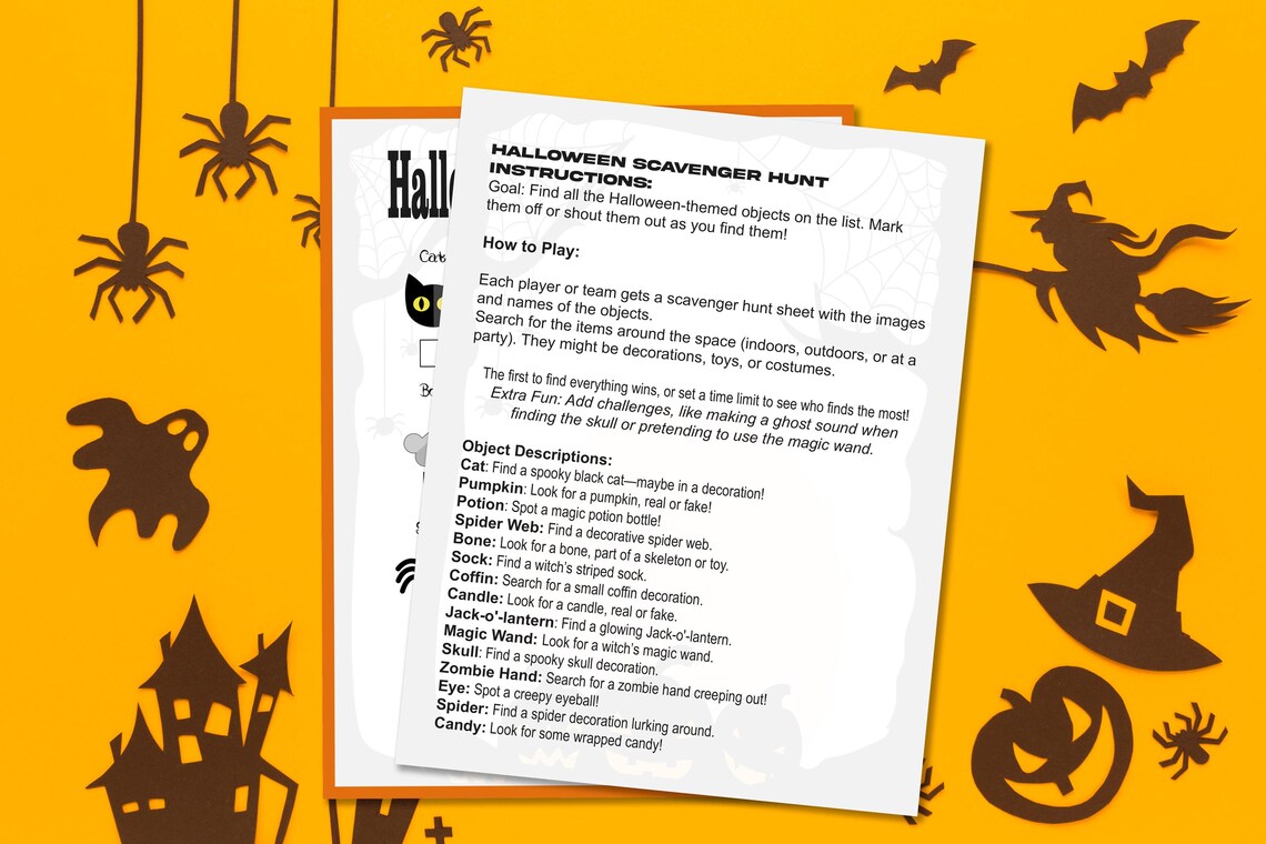 Halloween Scavenger Hunt Game Printable Kids Activity Downloadable ...