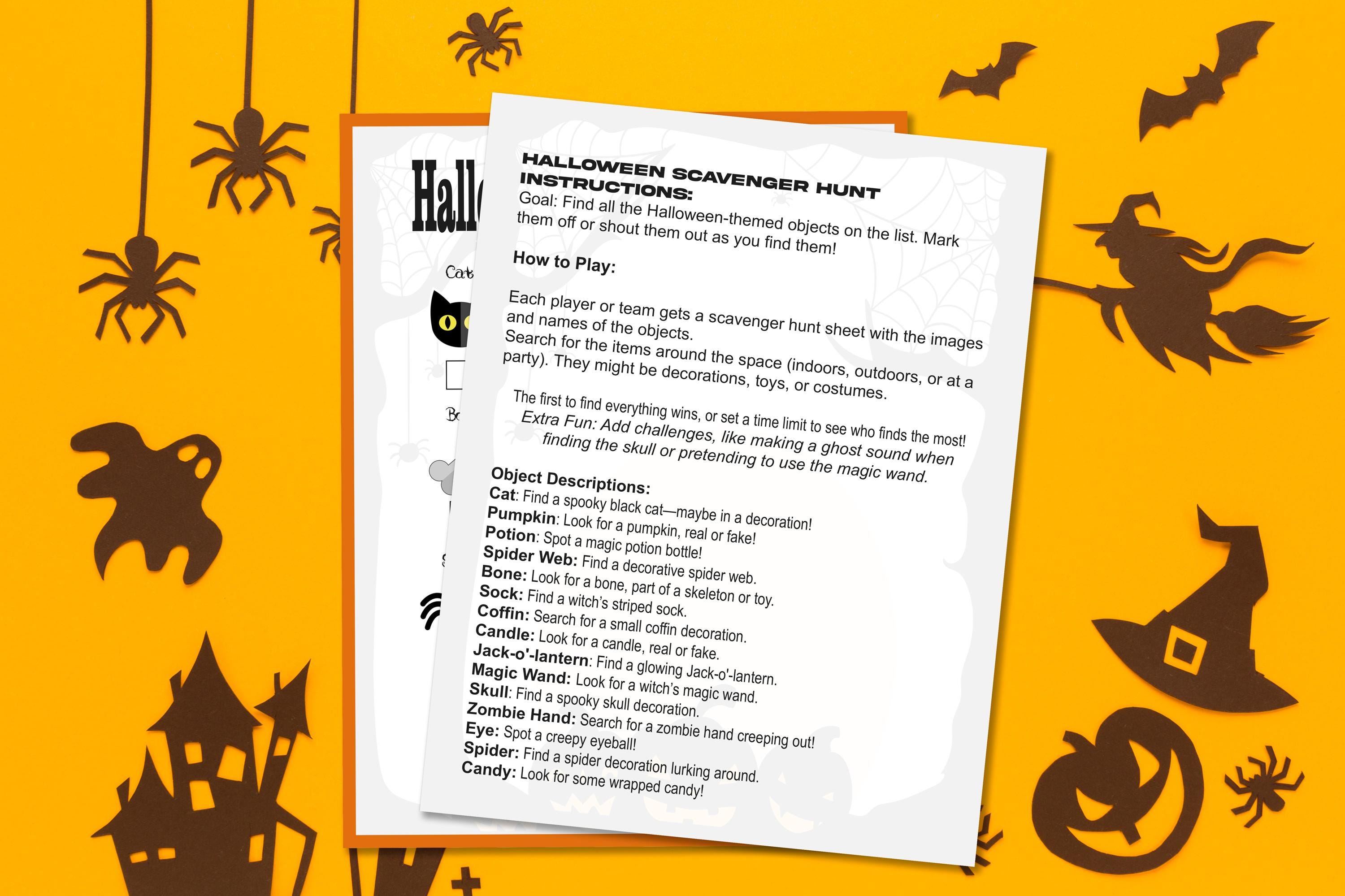 Halloween Scavenger Hunt Game Printable Kids Activity Downloadable ...