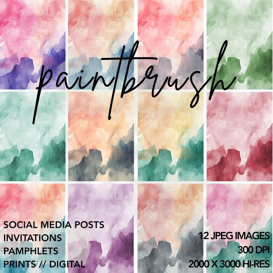 Watercolor Paintbrush Backgrounds: Hi-res Digital Paper (digital ...