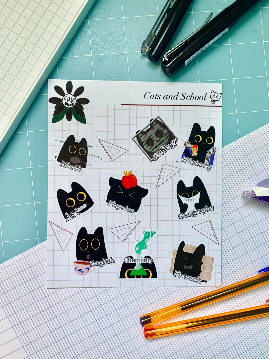 Back Cat Sticker Sheet - Special School Subjects - Etsy